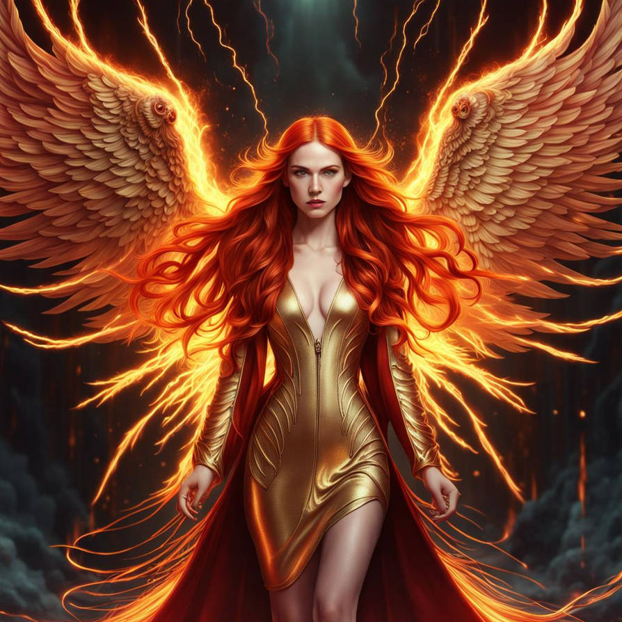 Gold Phoenix Girl By Ai Art Phoenix On Deviantart