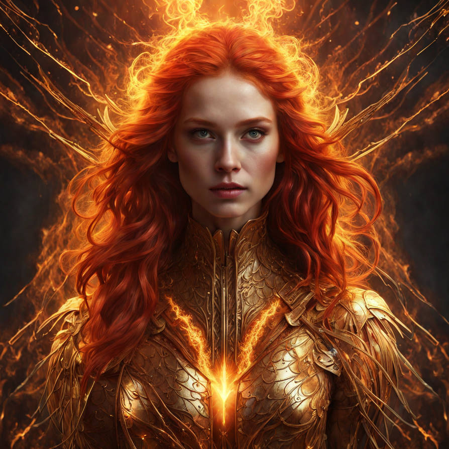 Gold Phoenix Girl By Ai Art Phoenix On Deviantart