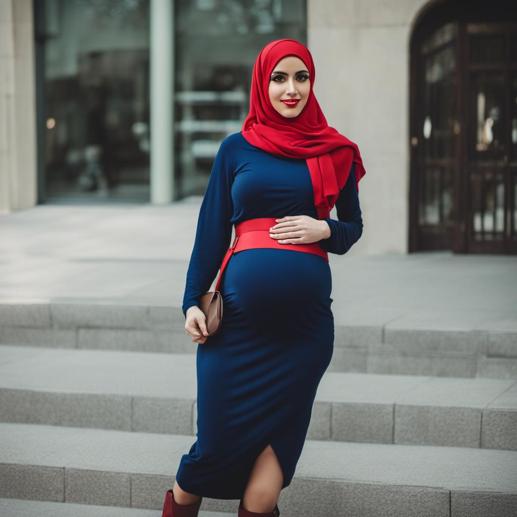 Tall Pregnant Hijabi Wearing A Tight Dark Blue Dre By Ttroy42 On Deviantart