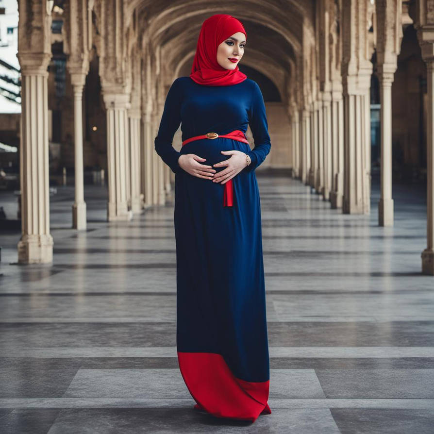 Tall Pregnant Hijabi Wearing A Tight Dark Blue Dre By Ttroy42 On Deviantart