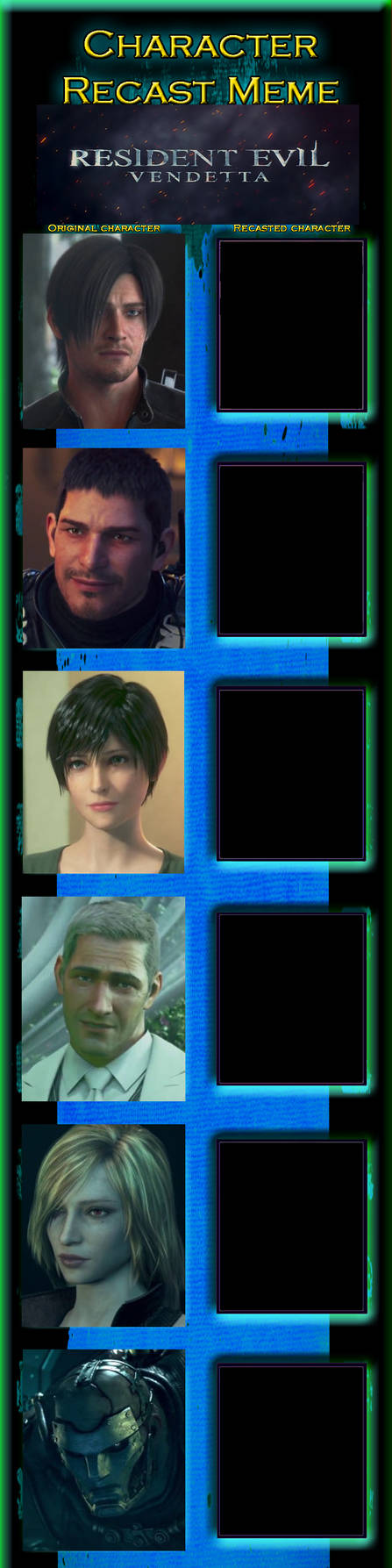Resident Evil: Vendetta Recast Meme by JackSkellington416 on DeviantArt Resident Evil: Vendetta Recast Meme by JackSkellington416 on DeviantArt