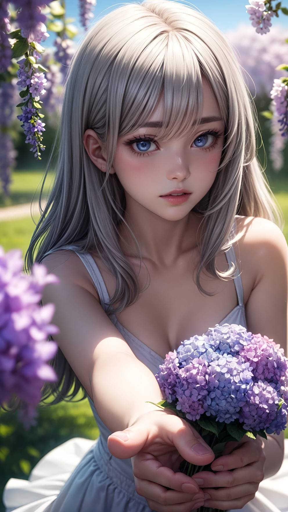Anime Girl Holding Flowers 2 By Cozartview On Deviantart