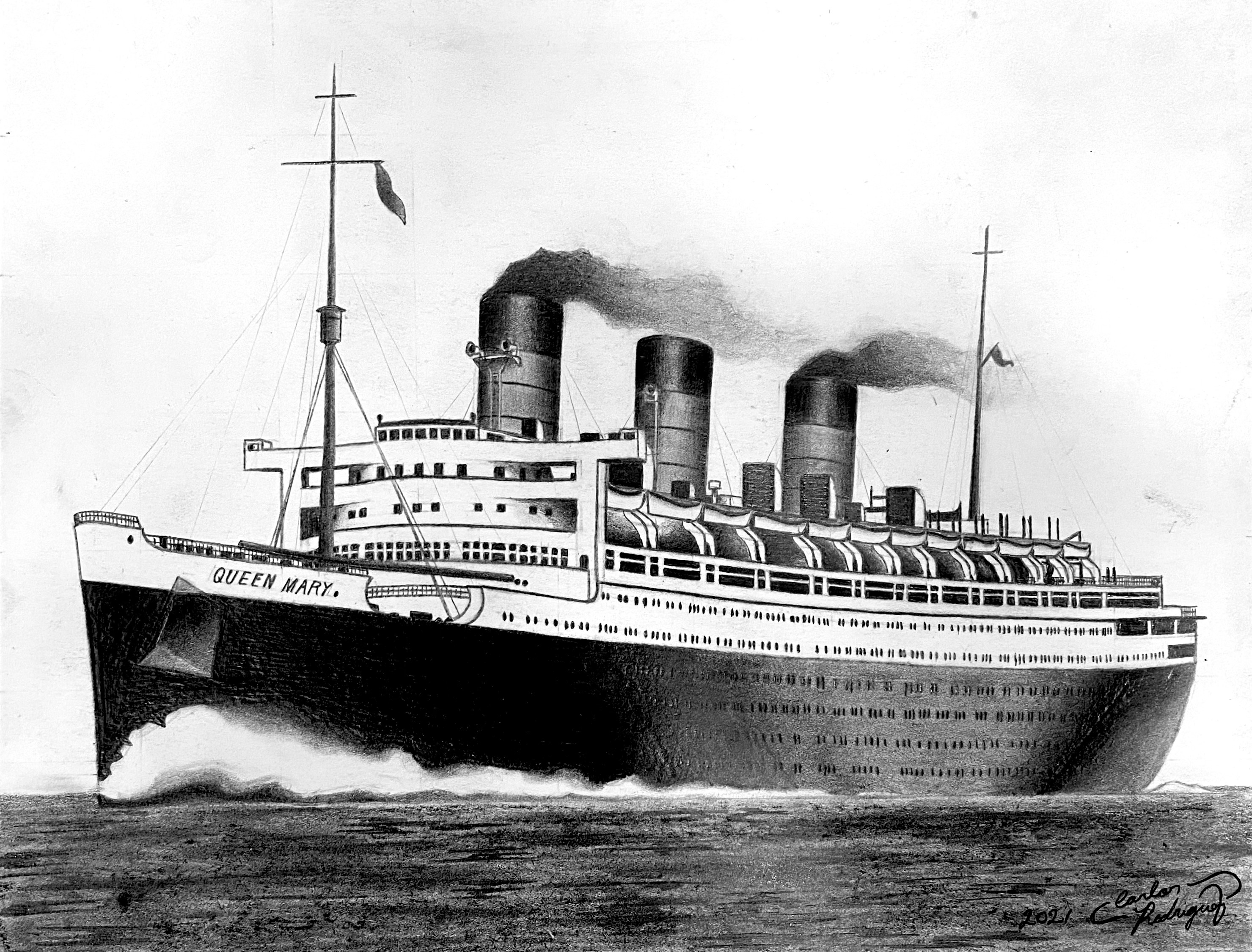 Rms Queen Mary Sailing Full Speed By Mrantiques On Deviantart