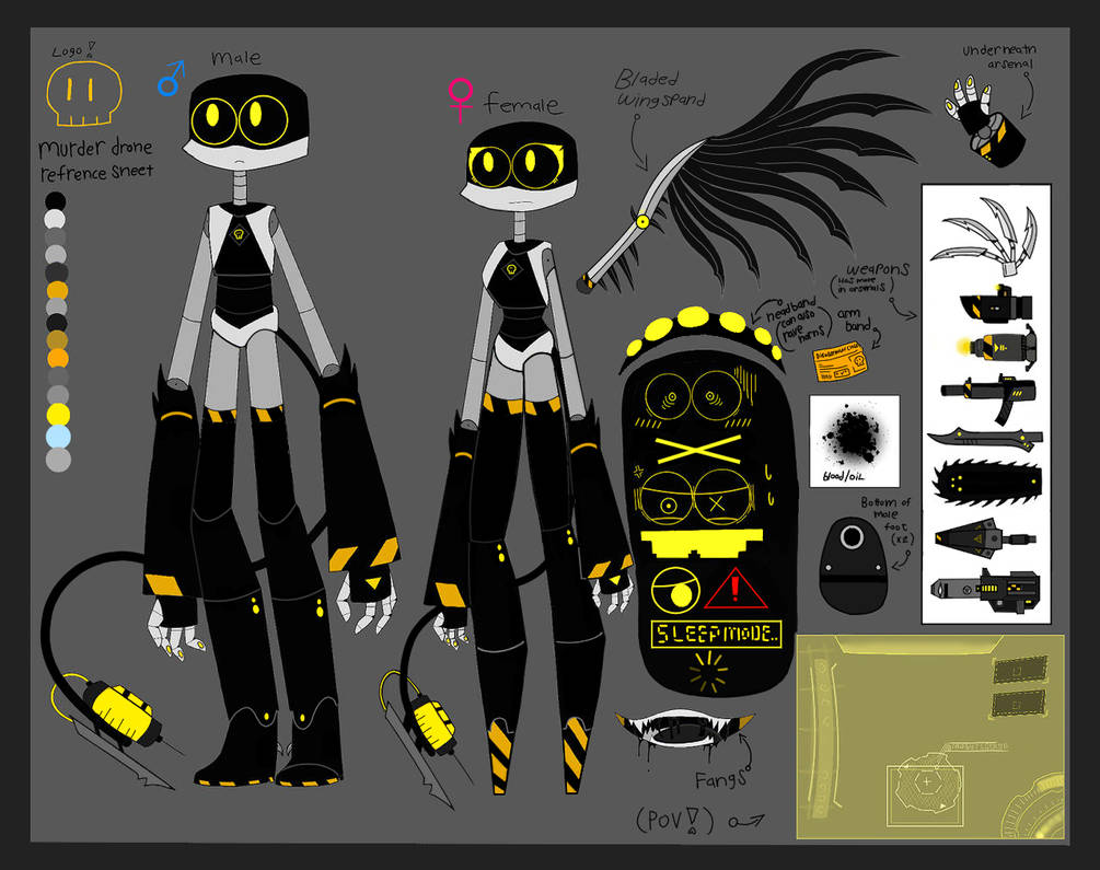 Murder Drone Refrence Sheet by KuwoShiZilla on DeviantArt Murder Drone Refrence Sheet by KuwoShiZilla on DeviantArt