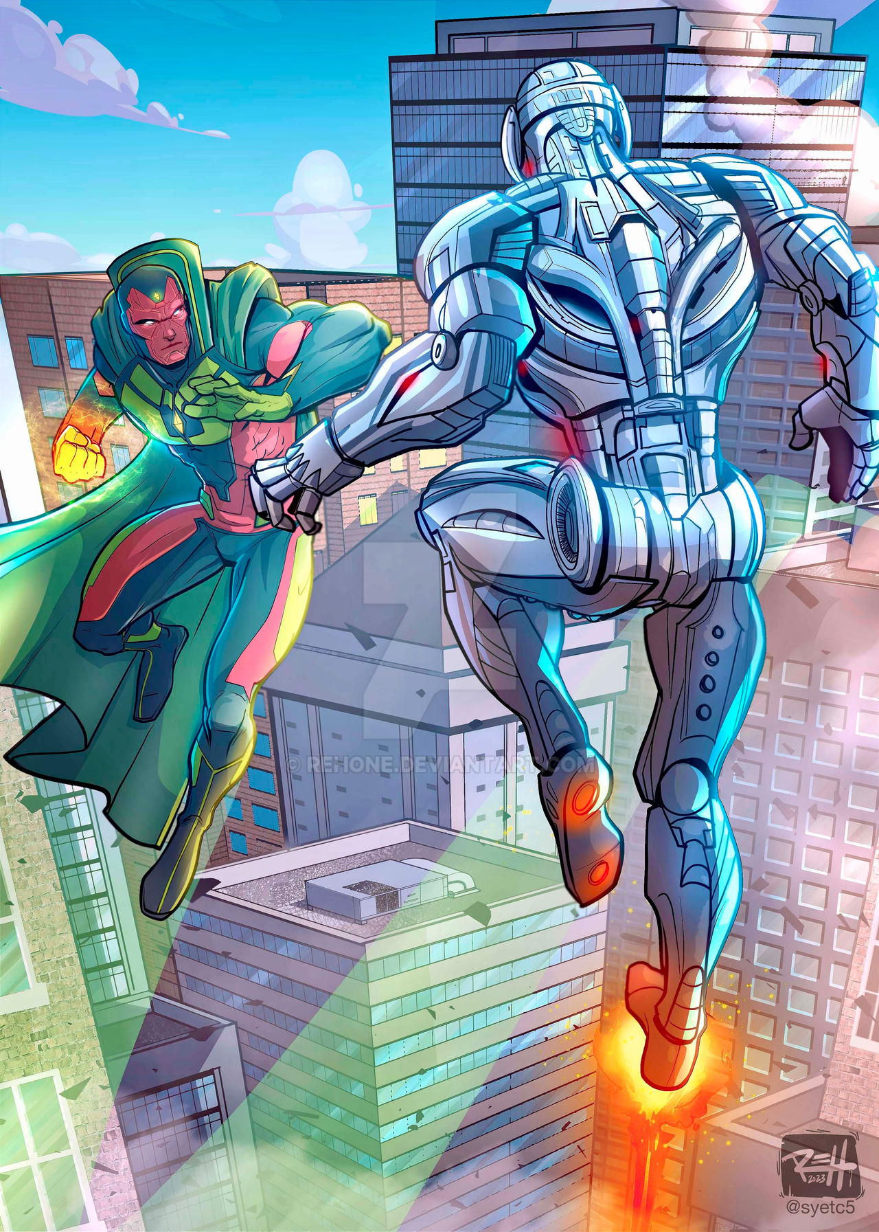 Vision vs Ultron by REHone on DeviantArt Vision vs Ultron by REHone on DeviantArt