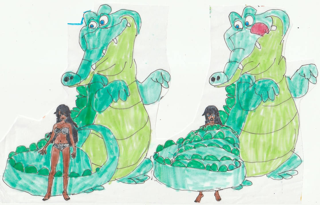 Miraya Coiled By The Tail Of The Huge Crocodile By Swallowim On Deviantart