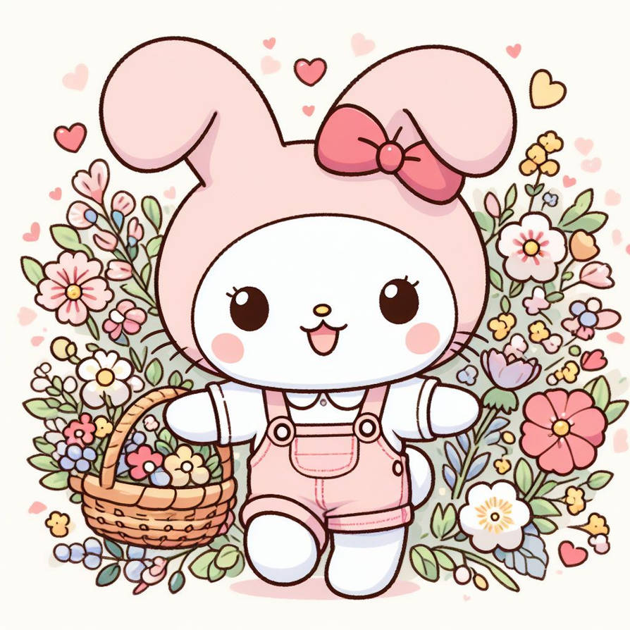 My Melody With Pink Overalls 2 Ai Drawing By Cuddlesnam On Deviantart