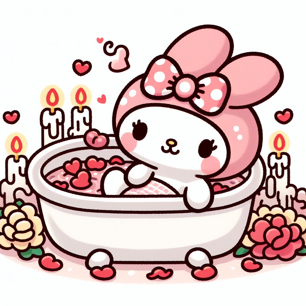 My Melody Likes Bath 5 Ai Drawing By Cuddlesnam On Deviantart