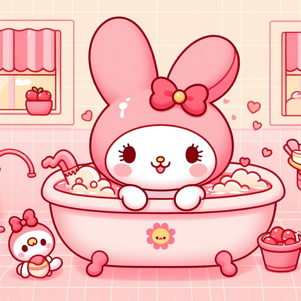 My Melody Likes Bath 8 Ai Drawing By Cuddlesnam On Deviantart