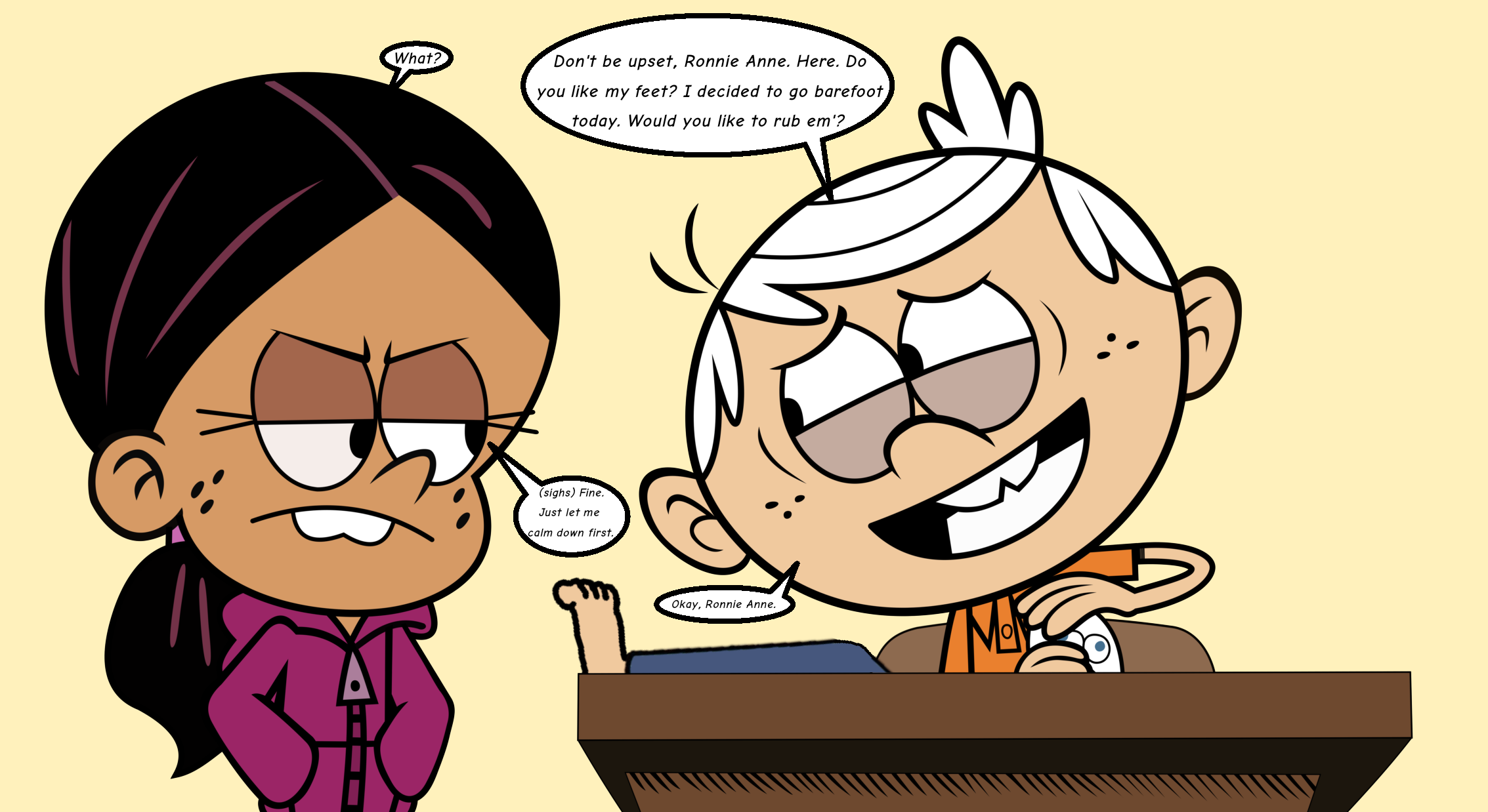 Lincoln Asks Ronnie Anne To Rub His Feet By Stevenuniverserules On Deviantart