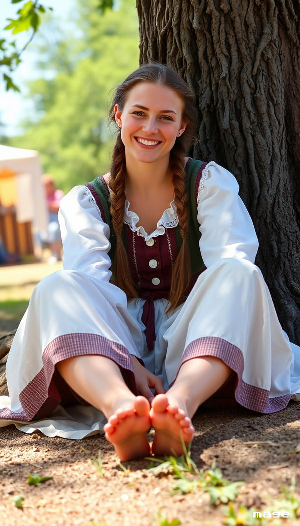 Brunette Resting Her Feet By A Tree At Ren Faire By Funaigirls On Deviantart