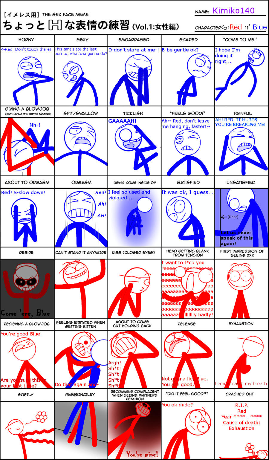 Dick Figures Red And Blue Sex Face Meme By Kimiko140 On Deviantart