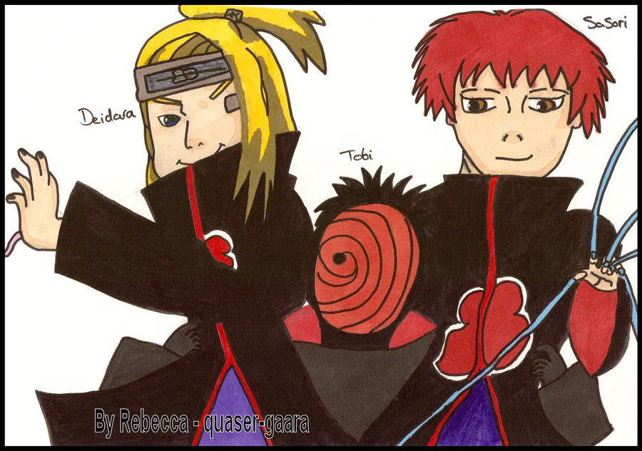 Deidara, Sasori and Tobi by quaser-gaara on DeviantArt