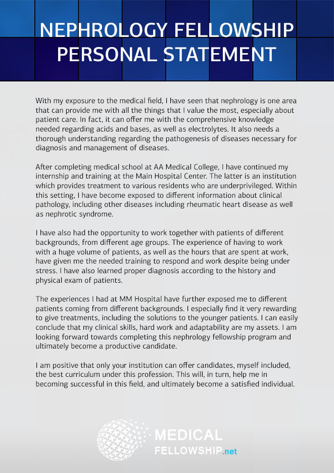 Nephrology Fellowship Personal Statement Sample by MedicalFellowshipPS ... Nephrology Fellowship Personal Statement Sample by MedicalFellowshipPS ...