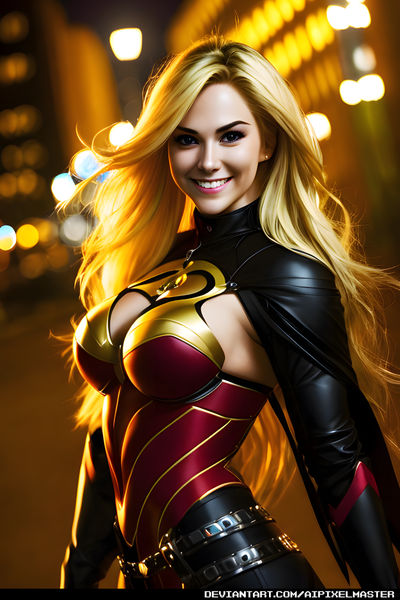 Amazing Blonde Superhero Pinup Babe In Hero City By Aipixelmaster On