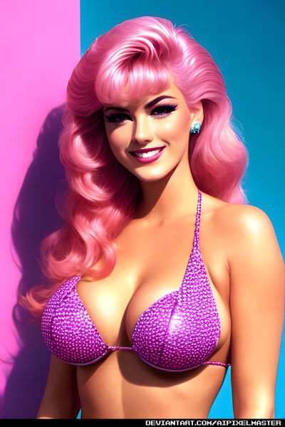 Totally Awesome Busty Pink Haired 80s Pinup Babe By Aipixelmaster On Deviantart