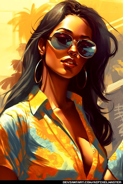Beautiful Black Beach Pinup Babe Wearing Glasses By Aipixelmaster On Deviantart