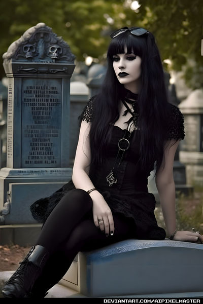 Amazing Long Haired Goth Chick In The Cemetery By Aipixelmaster On Deviantart