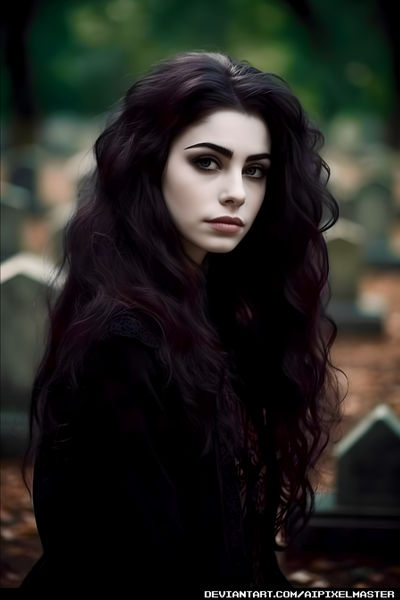 Amazing Long Haired Goth Chick In The Cemetery By Aipixelmaster On Deviantart