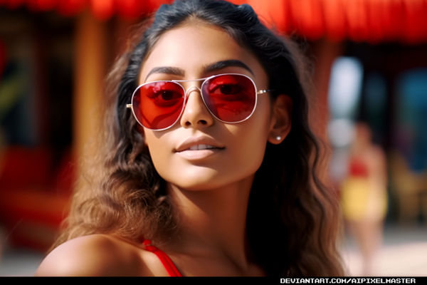 Beautiful Long Haired Latina Sunglasses Pinup Babe By Aipixelmaster On