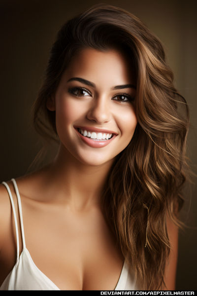 Amazing Sexy Smiling Long Haired Pinup Beauty By Aipixelmaster On