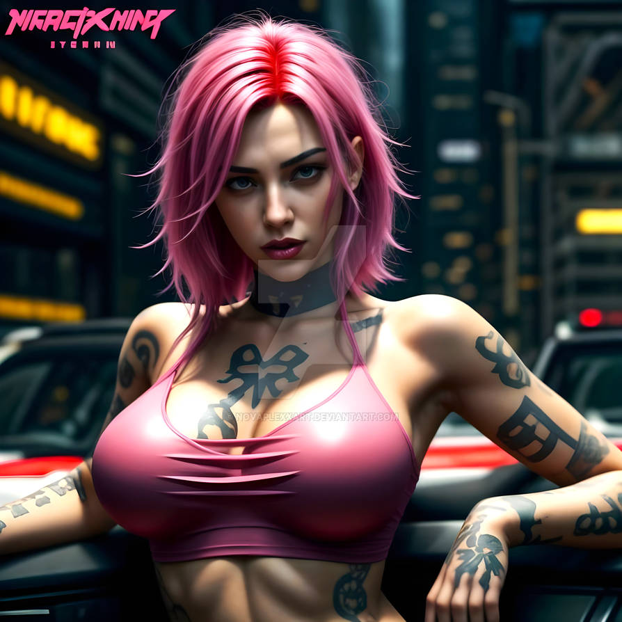 Sexy Cyberpunk Babe Leaning On Car By Novaplexxart On Deviantart