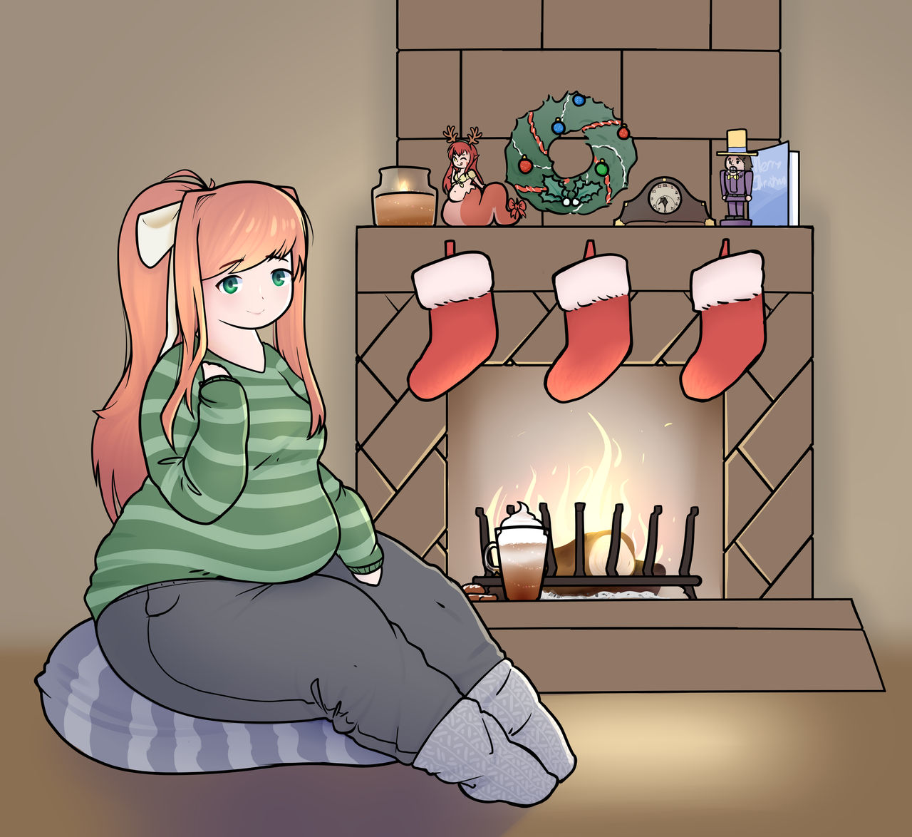 Monika By The Fire By Biasty On Deviantart