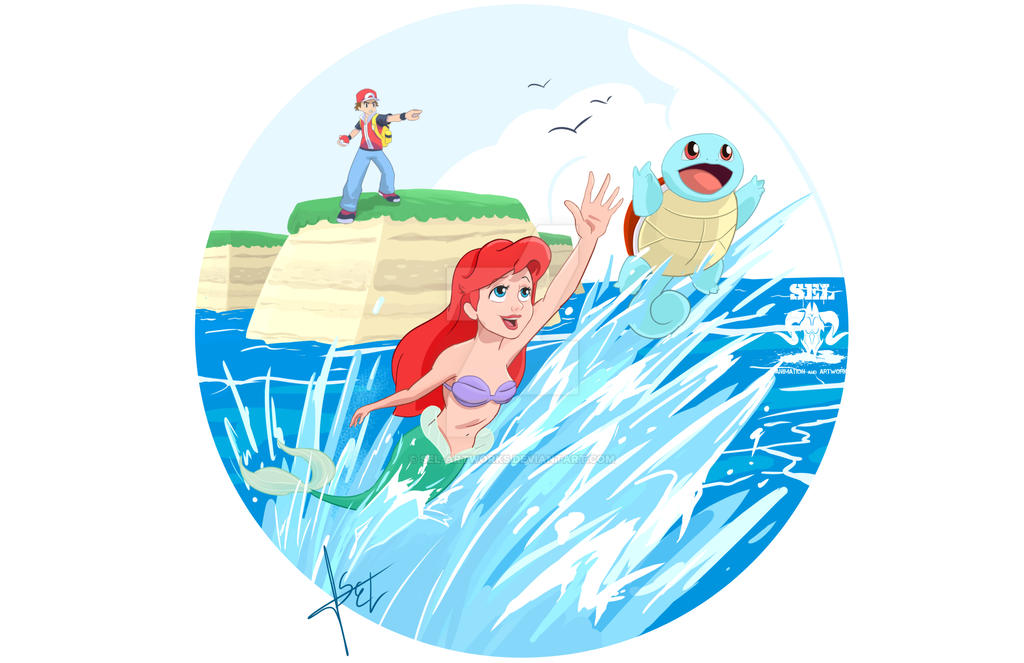 Ariel X Squirtle Disney X Smash 01 By Sel Artworks On Deviantart