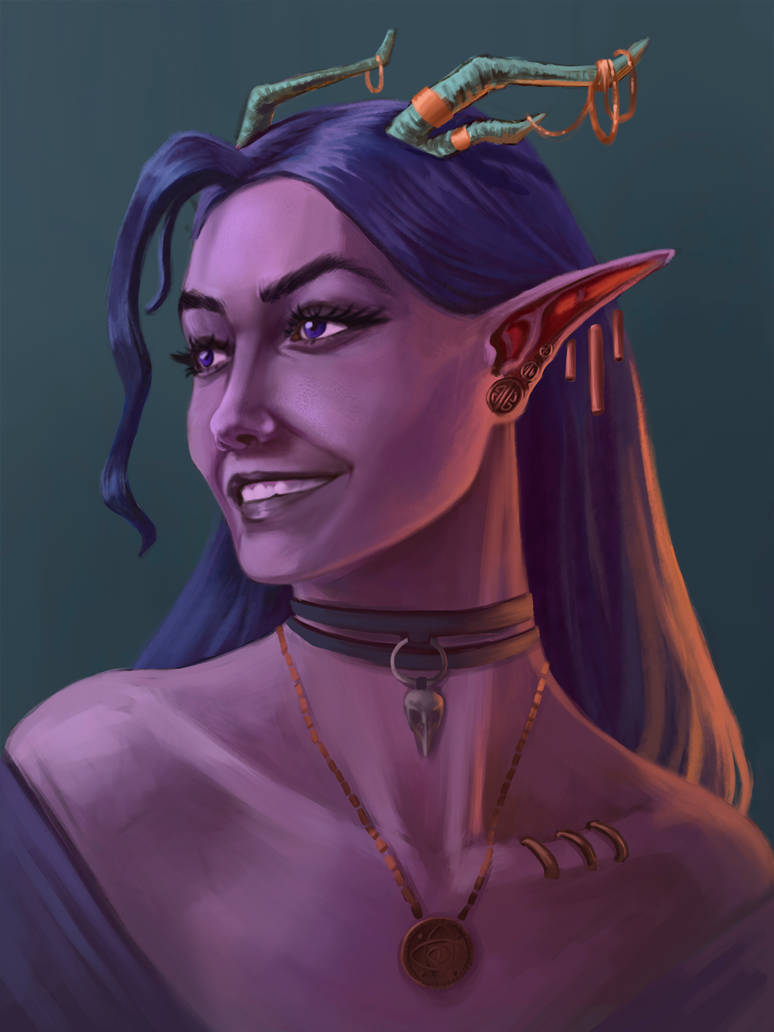Tiefling Girl Fantasy Portrait By Kadartss On Deviantart
