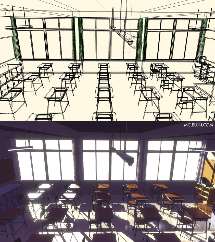 Anime Style Render Japanese Classroom By Mclelun On Deviantart