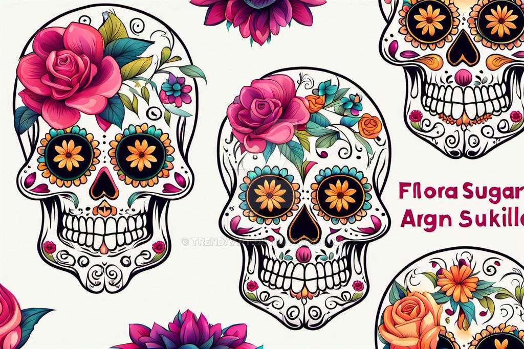 Floral Sugar Skull Art For Commercial Use By Trendaart On Deviantart