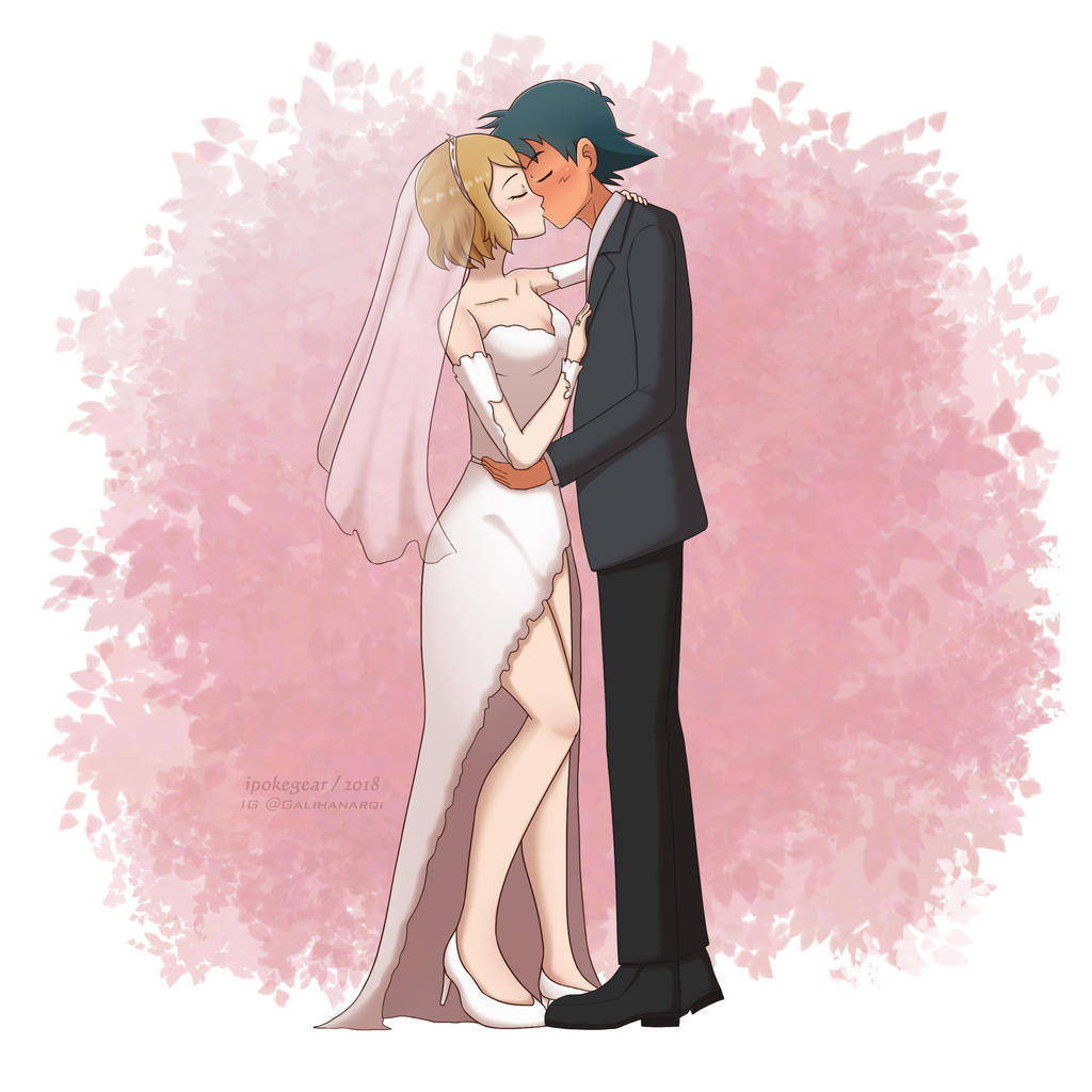 Comm Ash And Serenas Wedding Kiss By Ipokegear On Deviantart