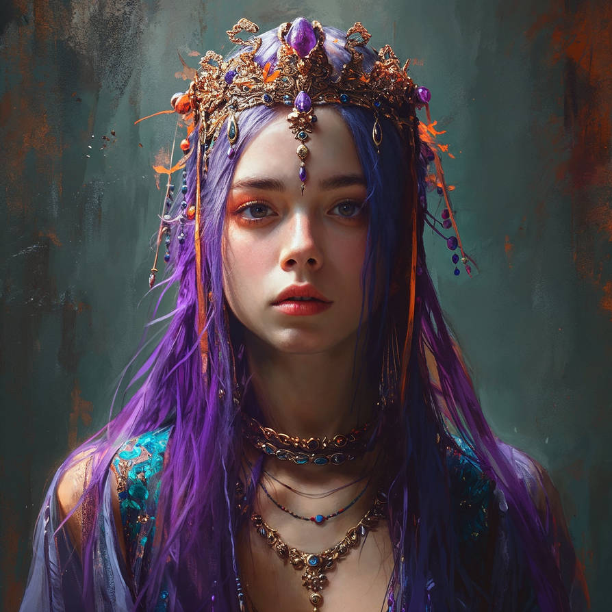 Young Crowned Purple Hair Girl By Byanel On Deviantart