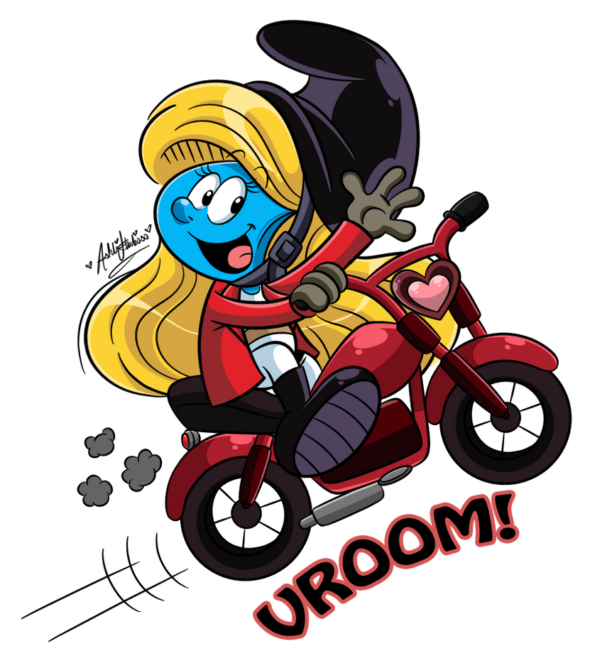 Smurfette Jockey Motorbike Commission By Kiss The Iconist On Deviantart