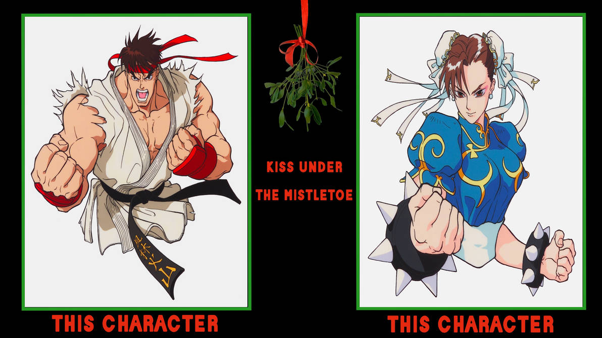 Ryu X Chun Li Kiss Under The Mistletoe By Ryukanglivesagain On Deviantart