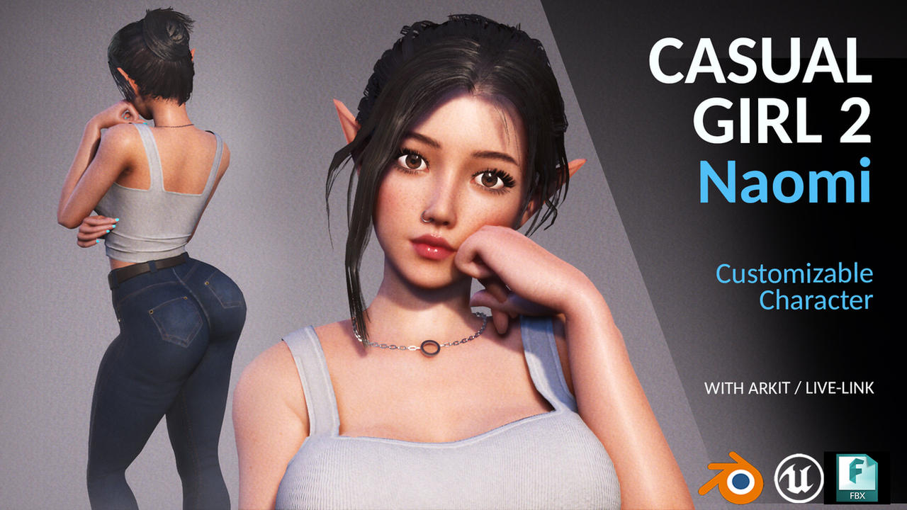 Naomi Casual Outfit Game Ready Rigged Character By Xandra3d On