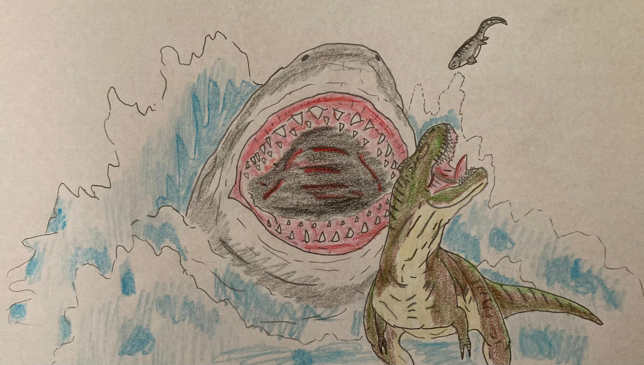 The Meg Vs T Rex By Drawasaurus04 On Deviantart