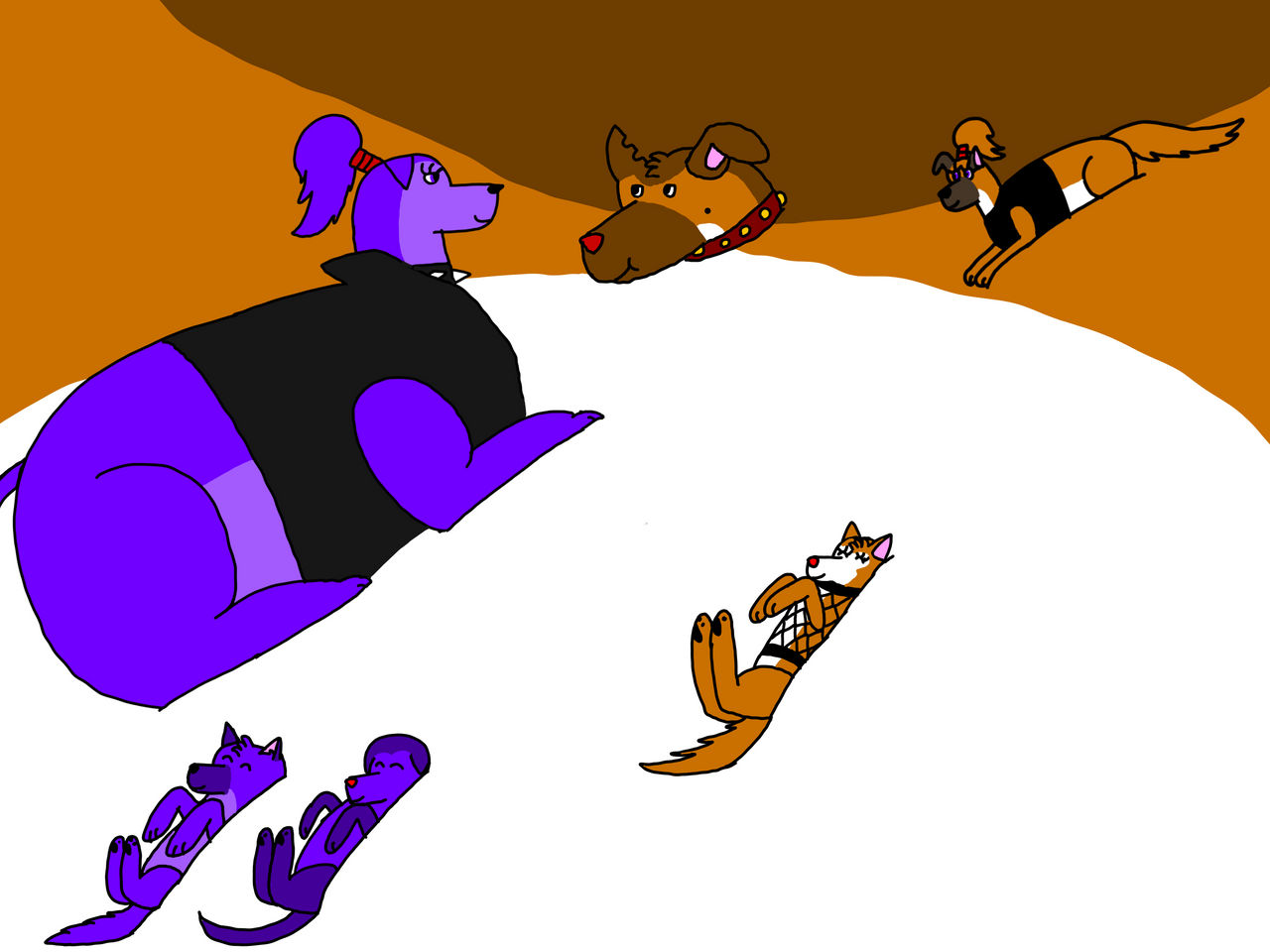 Obese Belladonna And Puppies With Immobile Charlie By Blairscartoons On