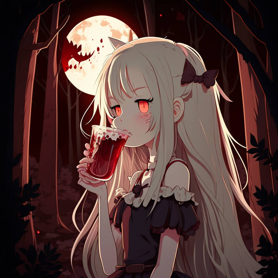 Azidahaka234 Kawaii Vampire Anime Girl Drinking Bl By Devilmaycare23 On