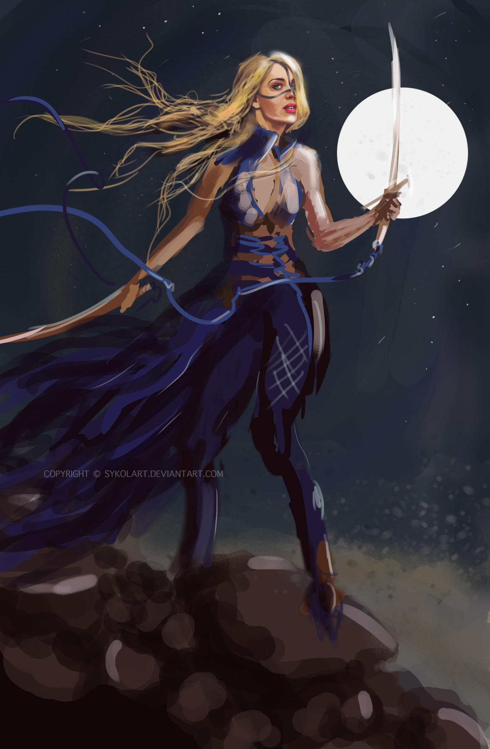 Moonlight Sword Dancer Girl By Sykolart On Deviantart