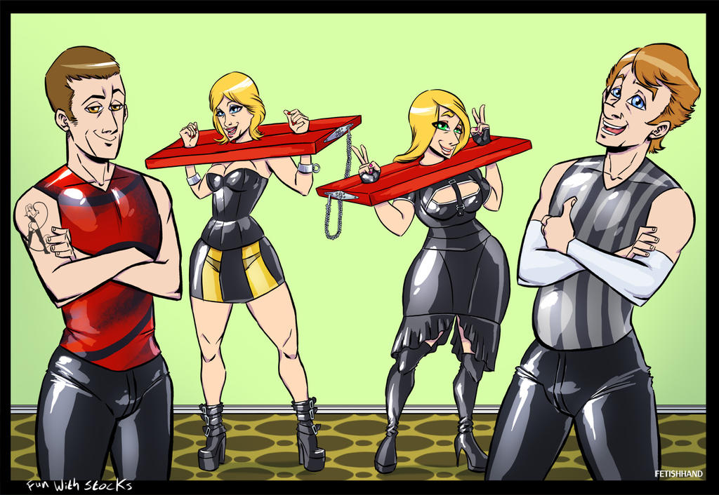 The Latex Couple Fun With Stocks By Fetishhand On Deviantart