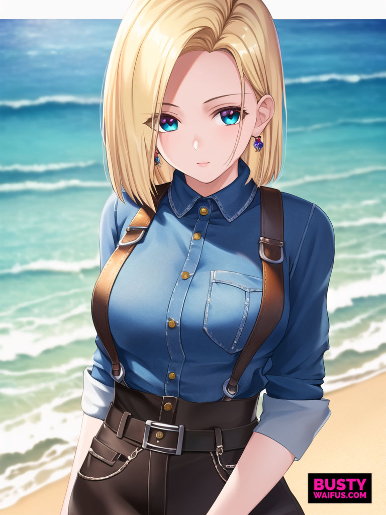 Busty Waifus Android 18 At The Beach By Bustywaifus On Deviantart 6668