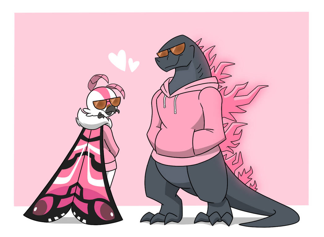 Pink Godzilla And Mothra By Hirotheziro On Deviantart