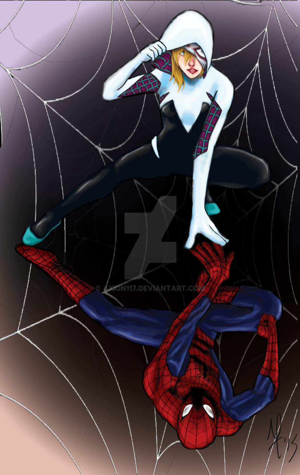 Spider Gwen And Spider Man Fanart By Axion117 On Deviantart