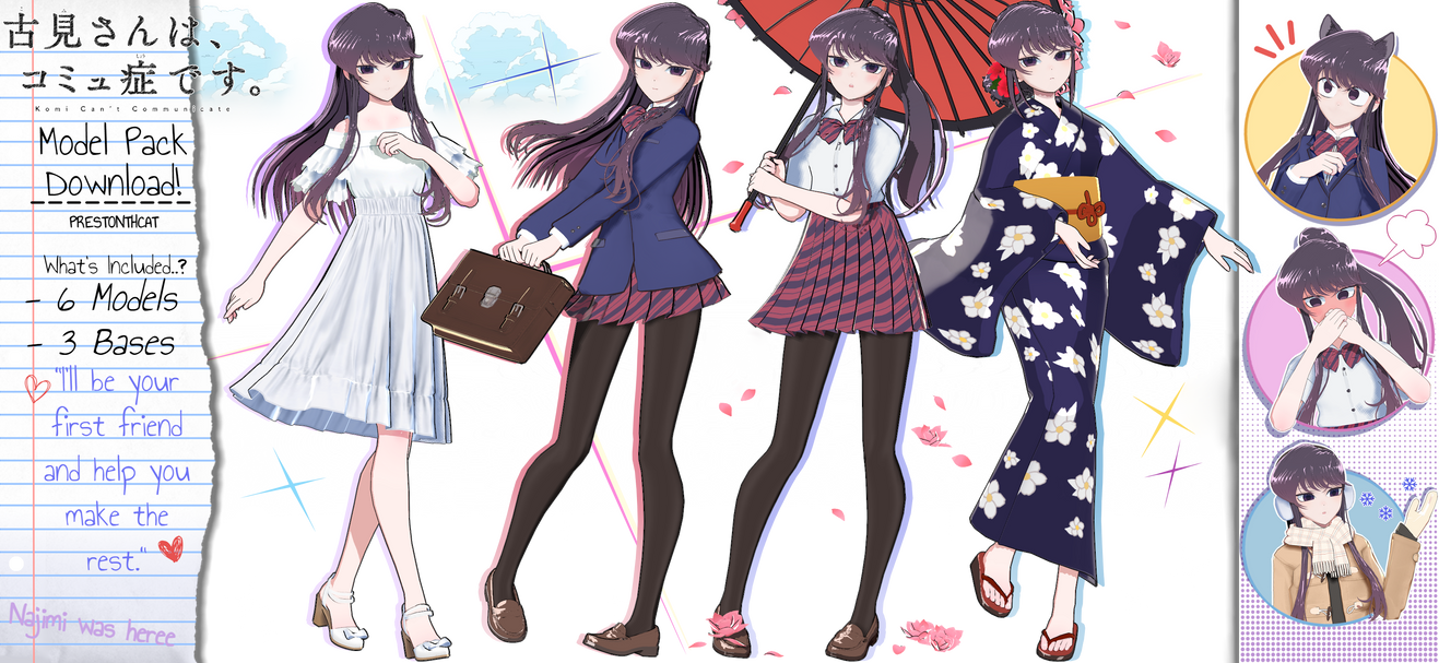 Mmd Tda Komi Cant Communicate Model Pack Dl By Prestonthecat On