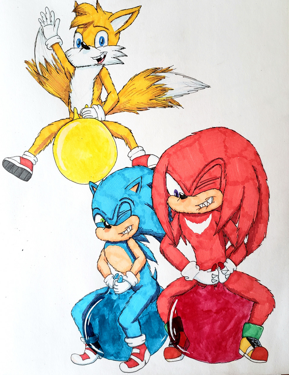 Sonic Knuckles And Tails Having A Ball By Talabromaltyalla On Deviantart