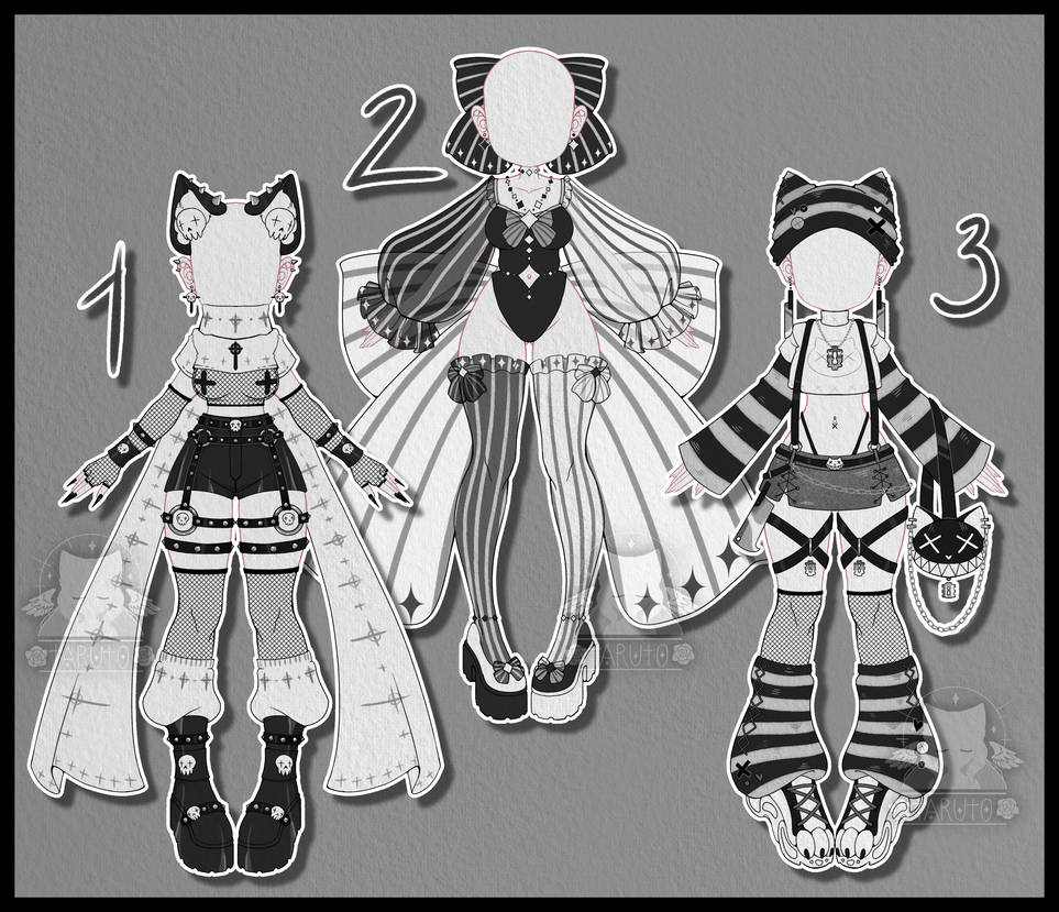 Black And White Outfits Adopts Auction Closed By Taruto Adoptables On