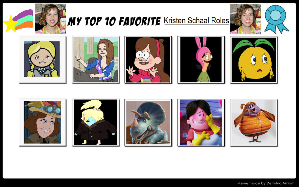 My Top 10 Favorite Kristen Schaal Roles by ajpokeman on DeviantArt My Top 10 Favorite Kristen Schaal Roles by ajpokeman on DeviantArt