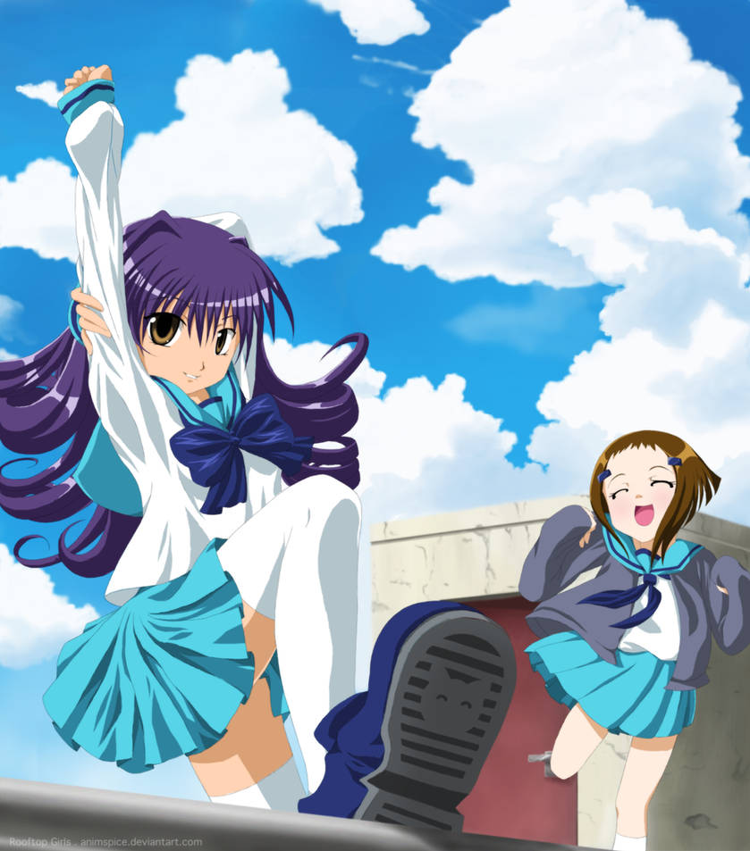 Rooftop Girls By Animespice On Deviantart