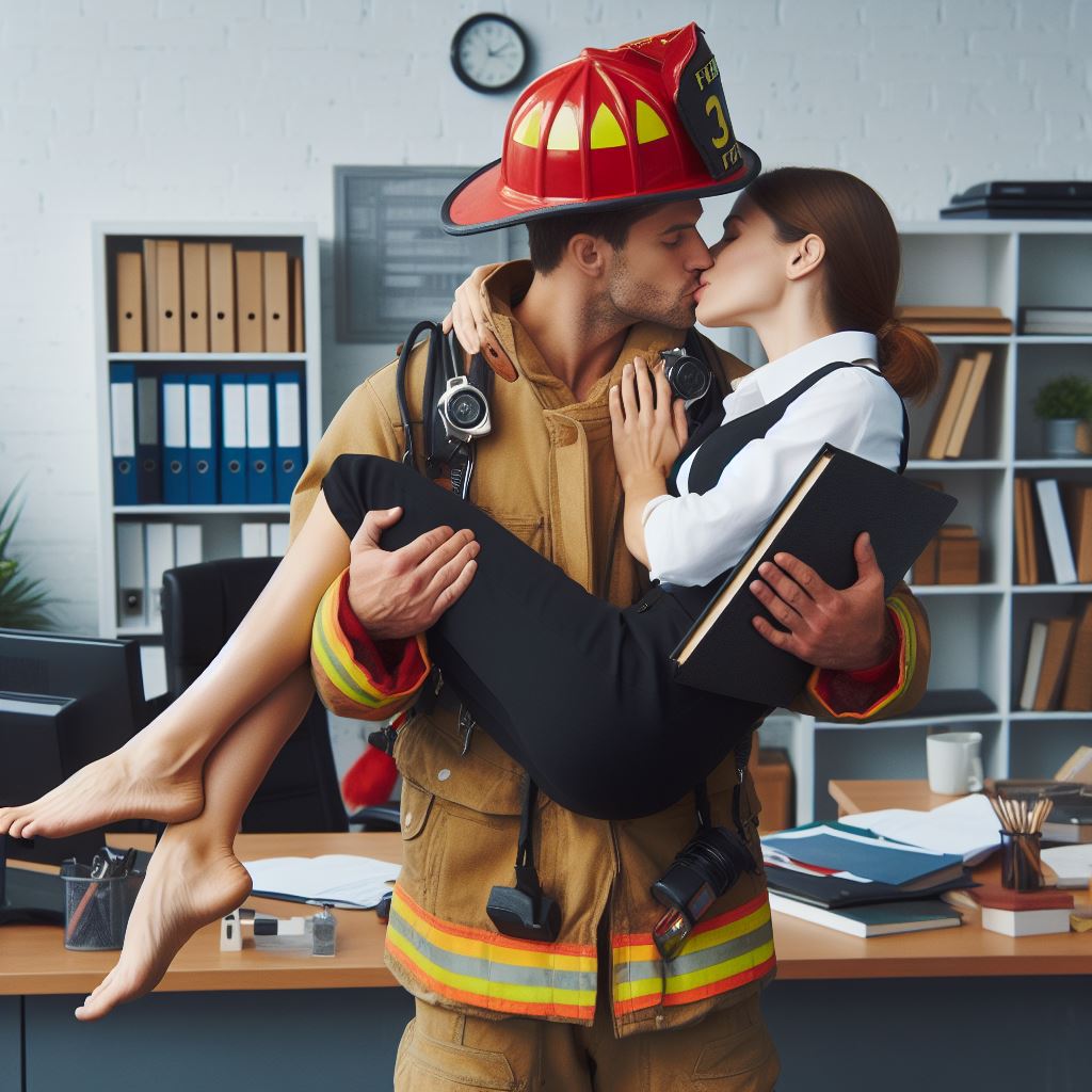 Fireman In Office Carry And Kiss Female Lawyer By Razyuv On Deviantart